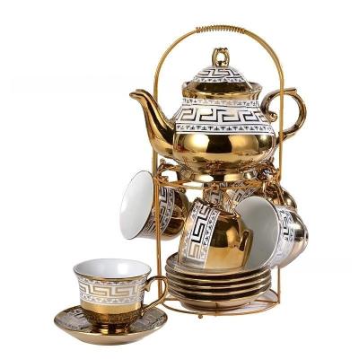 China Skimmers Utensils Type Golden Design Porcelain Tea and Coffee Set with Folding Feature for sale