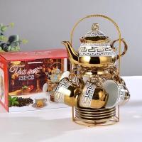 China Skimmers Utensils Type Golden Design Porcelain Tea and Coffee Set with Folding Feature for sale