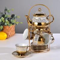 China Skimmers Utensils Type Golden Design Porcelain Tea and Coffee Set with Folding Feature for sale