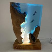 China Luxury Design Style LED Night Lamp for Kids Eco-friendly Bamboo and Epoxy Resin Light for sale
