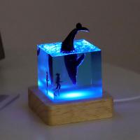 China Luxury Design Style LED Night Lamp for Kids Eco-friendly Bamboo and Epoxy Resin Light for sale