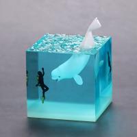 China Home Decoration Pieces Luxury LED Ocean Night Light Shark Diver Resin Table Lamp for Kids for sale