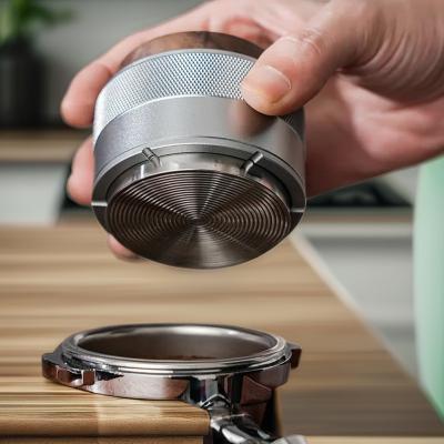China 51mm 53mm 58mm Eco-Friendly Coffee Leveler Dispenser Stainless Steel Barista Tools Wood Cover for sale