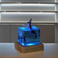 China Modern Art Style Bamboo Resin Table Light for Kids Ocean-Themed Epoxy Night Lamp for sale