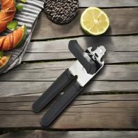 China Stainless Steel Compact Can Opener with Multifunction Bottle Opener and Plastic Handle for sale