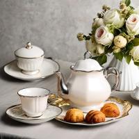 China Porcelain Teapot and Cup Saucer Set Europe Design for a Luxurious Coffee Tea Experience for sale