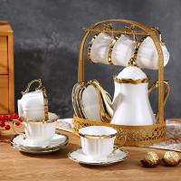 China Europe Design Style End Ceramic Afternoon Tea Water Set with Gold Rim and Crossover Cup for sale