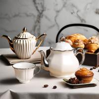 China 1L Capacity Ceramic Tea Set with Europe Design Style Gold Circle and Coffee Equipment for sale