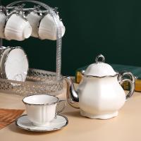 China 1L Capacity Ceramic Tea Set with Europe Design Style Gold Circle and Coffee Equipment for sale