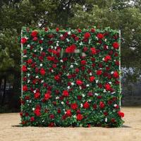 China Outdoor Wedding Decor 3D Cloth Flower Wall with Simulated Greenery Articial Flowers for sale