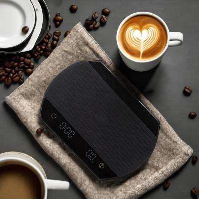 China Minimalist Design Style 3kg/0.1g Compact Electronic Drip Coffee Scale with Timer Black for sale