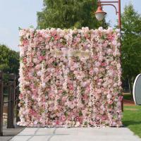 China Add Elegance to Your Events with 8ft 3D Cloth Flower Wall and Artificial Green Plants for sale