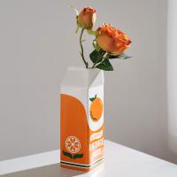 China Customized Color Antique Orange Ceramic Fruit Vase for Wedding Occasion in Rustic Style for sale