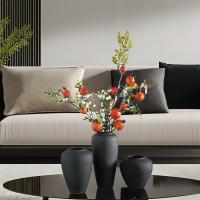 China Modern Nordic Home Decor Ceramic Vase Set with Pampas Grass and Natural Dried Flowers for sale
