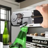 China Home Usage Stainless Steel Custom Easy Crank Manual Can Beer Bottle Opener with Iron Logo for sale