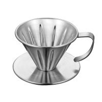 China Classic Home Brewing Stainless Steel Coffee Filter Holder with Stocked Dripper and Hand Mesh Surface Treatment for sale