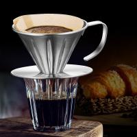 China Classic Home Brewing Stainless Steel Coffee Filter Holder with Stocked Dripper and Hand Mesh Surface Treatment for sale
