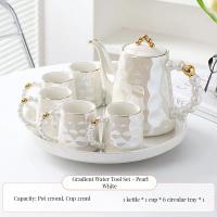 China Unique Shell-Shaped Pink Pearl Design Ceramic Coffee Mugs and Saucer for Tea Lovers for sale