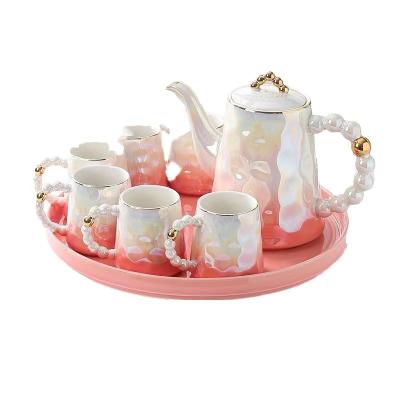 China Elegant Shell-Shaped Modern Style Bamboo Coffee Mugs and Saucer Set Capacity 1300ml for sale