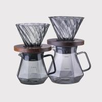 China Pour over Coffee Pot with Heat-Resistant Borosilicate Glass and Metal Filter Dripper for sale