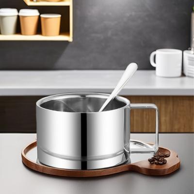 China Coffee Equipment Elegant 304 Stainless Steel and Ceramic Mug Set with Spoon Tray for sale