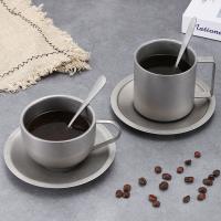 China Coffee Equipment Elegant 304 Stainless Steel and Ceramic Mug Set with Spoon Tray for sale