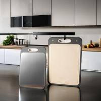China 304 Stainless Steel Cutting Board Eco-friendly Bamboo Square Design Anti-Mold Plastic Frame for sale