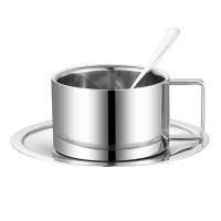 China Enjoy Your Coffee in Luxury with this Ceramic Cup Set and Stainless Steel Spoon Tray for sale