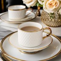 China 200ml Modern Nordic White Ceramic Cup and Saucer Set Luxury Bamboo Porcelain for sale