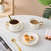 China 200ml Modern Nordic White Ceramic Cup and Saucer Set Luxury Bamboo Porcelain for sale