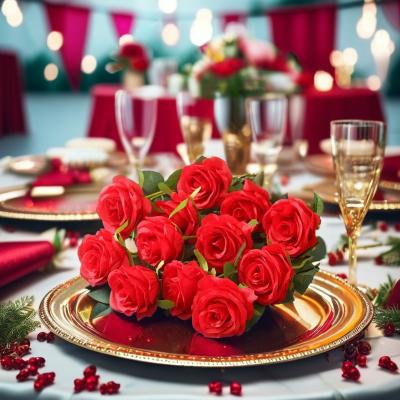 China Artificial Red Velvet Roses Single Decorative Flowers for Mother's Day Wedding Store for sale
