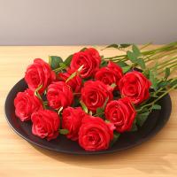 China Artificial Red Velvet Roses Single Decorative Flowers for Mother's Day Wedding Store for sale