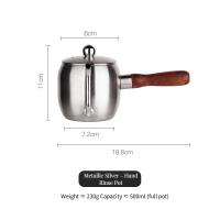 China Long Mouth 304 Stainless Steel Coffee Pot with 500ml Capacity and Wooden Handle for sale
