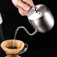 China Long Mouth 304 Stainless Steel Coffee Pot with 500ml Capacity and Wooden Handle for sale
