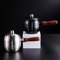 China Long Mouth 304 Stainless Steel Coffee Pot with 500ml Capacity and Wooden Handle for sale