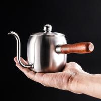 China Long Mouth 304 Stainless Steel Coffee Pot with 500ml Capacity and Wooden Handle for sale