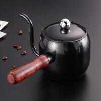 China Long Mouth 304 Stainless Steel Coffee Pot with 500ml Capacity and Wooden Handle for sale