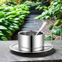 China Coffee Tea Sets Exquisite 304 Stainless Steel Cup Set with Spoon Tray and Milk Mug for sale
