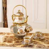 China Luxury European-Style Ceramic Tea Set with 6 Cups and Saucer Porcelain Teapot Gift Box for sale