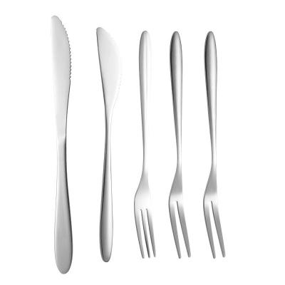 China Customized Logo Acceptable Vintage Silver Stainless Steel Cutlery Set for Travel Camping for sale