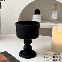 China Matte Black Creative Vintage Ball Stem Champagne Glass Goblet for Home Decoration for sale