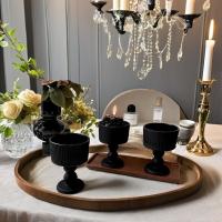 China Matte Black Creative Vintage Ball Stem Champagne Glass Goblet for Home Decoration for sale