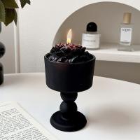 China Vintage Black Frosted Glass French Style Tall Glass Ins Wind Grade Red Wine Cup for sale