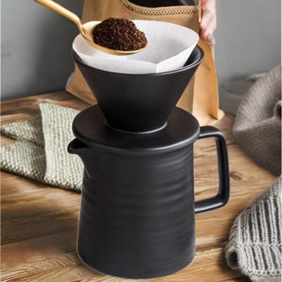 China Modern Matte Black Ceramic Coffee Maker Set for Pour Over in Living Room Design Style for sale