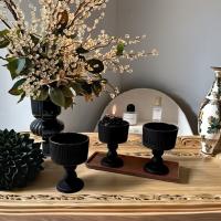China Unique Vertical Line Design Vintage Wine Goblet Glass Footed Dessert Bowl for Gifts for sale
