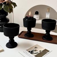 China Unique Vertical Line Design Vintage Wine Goblet Glass Footed Dessert Bowl for Gifts for sale