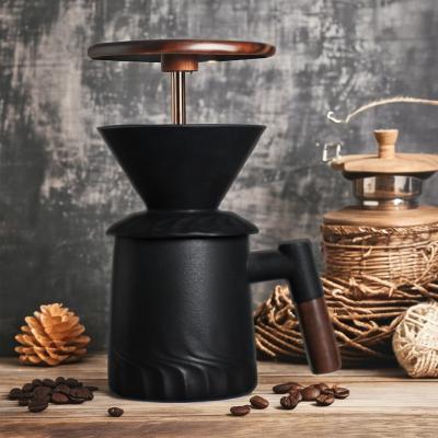 China Vintage Matte Black Ceramic Pour Over Coffee Maker for Home Hotel Restaurant and Office for sale