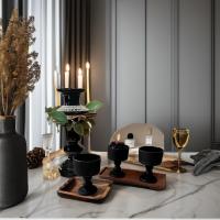China Handmade Creative Vintage Frosted Black Medieval Glass Goblet for Wine Drinking or Home Decoration for sale