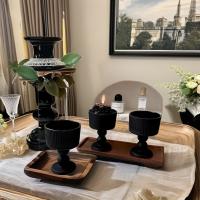 China Handmade Creative Vintage Frosted Black Medieval Glass Goblet for Wine Drinking or Home Decoration for sale