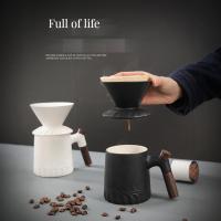 China 500ml Capacity Modern Vintage Matte Black Handcrafted Ceramic Coffee Dripper Set Manual Pour over Coffee Maker for sale